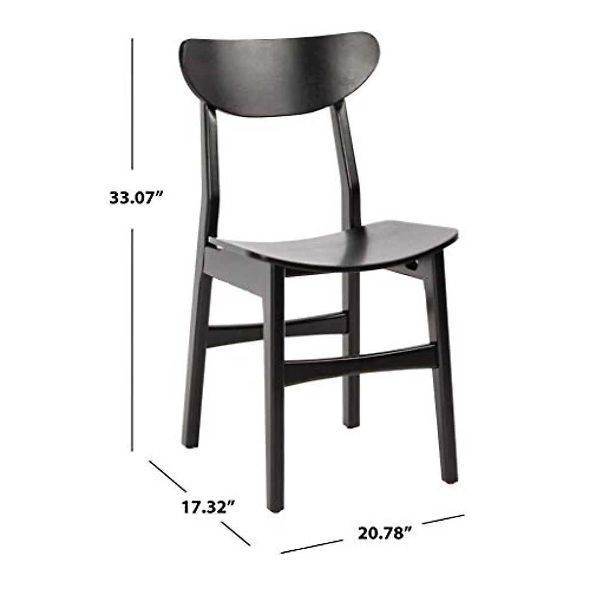 Safavieh Home Lucca Retro Black Dining Chair, Wood, Set of 2