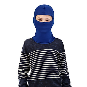 6 Pieces Ski Mask Kids Balaclava Winter Windproof Face Covering Breathable Neck Gaiter for Winter Outdoor Activities (White, Sky Blue, Orange, Dark Blue, Purple, Black, Large)