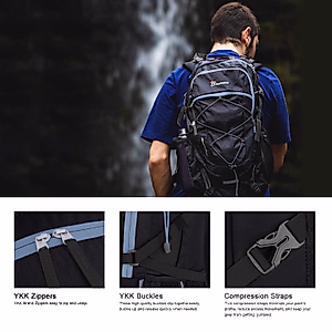 MOUNTAINTOP 40L Hiking Backpack with 3L Hydration Bladder for Men & Women Camping Climbing,Black and Blue