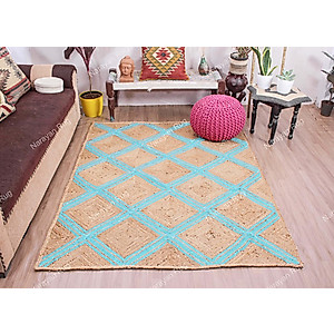 Narayan Rug Natural Jute Hand Braided Diamond Pattern Rug Bohemian Rug Decor Rug Handwoven Rug Custom Rug Decorative Rug