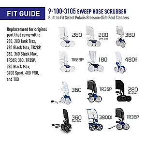 Polaris Genuine Parts 9-100-3105 Sweep Hose Scrubber Replacement Compatible with Polaris Models 280, 360, 380, 3900 SPORT, TR28P, TR35P, TR36P, 180