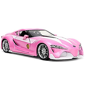 Jada Toys Mighty Morphin Power Rangers 1:24 Toyota FT-1 Concept Die-cast Car w/ 2.75" Pink Ranger Figure, Toys for Kids and Adults