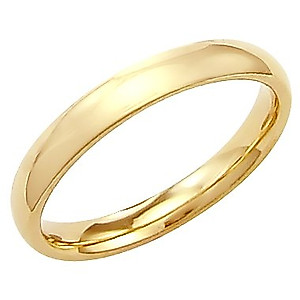 14k Solid Yellow Gold Plain Comfort Wedding Band Ring 3MM - Size 6