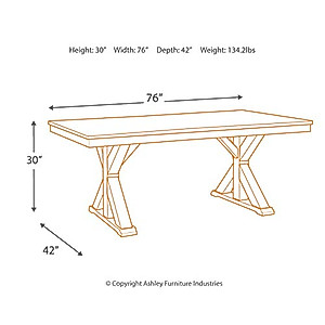 Signature Design by Ashley Grindleburg Farmhouse Reclaimed Wood Dining Table, Seats up to 6, Light Brown