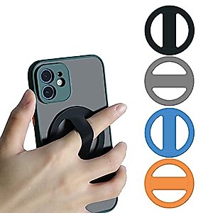 RRETECK Phone Grips,Elastic Silicone Phone Grip Attachable to Magnetic Mount,Ultra-Thin Cell Phone Holder for Hand,Phone Strap with 2 Pack(Black+Black)