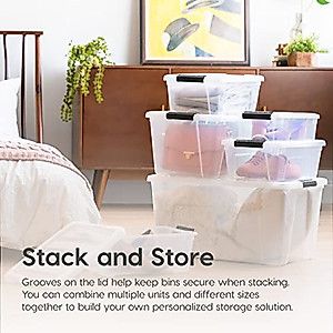 IRIS USA 19 Quart Stack & Pull™ Box, Clear with Black Handles, Set of 6