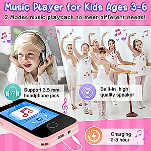 Kids Phone for Girls Aged 3-6 with Dual Camera, Touchscreen Toy Phones for Kids MP3 Music Player 13 Puzzle Games, Educational Toys Christmas Birthday Gifts for Girls Ages 3 4 5 6 7 with SD Card Pink