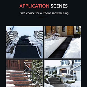 TROONZ Winter Ice and Snow Melting Mat, Heated Outdoor Walkway Stair Snow Melting Pad, Melts 2 Inches o of Snow Per Hour, Anti-Slip Traction, Prevents Ice Accumulation-15in*20ft (38.1cm*609.6cm)