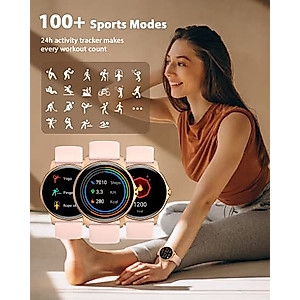 Gydom Smart Watch for Women Answer/Make Call, 1.28" Touch Screen Fitness Tracker with Blood Oxygen/Heart Rate/Sleep Monitor, 100 Sport Modes, IP68 Waterproof Smartwatch for Android iPhone