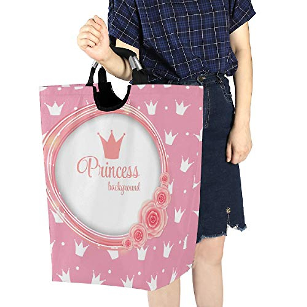 Princess Crown Laundry Basket Collapsible Fabric Laundry Hamper Washing Bin Folding Clothes Bag Mother's Day