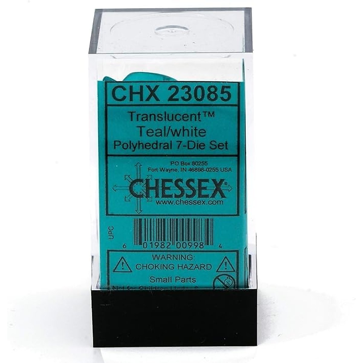 DND Dice Set-Chessex D&D Dice-16mm Translucent Teal and White Plastic Polyhedral Dice Set-Dungeons and Dragons Dice Includes 7 Dice - D4 D6 D8 D10 D12 D20 D%, Various (CHX23085)