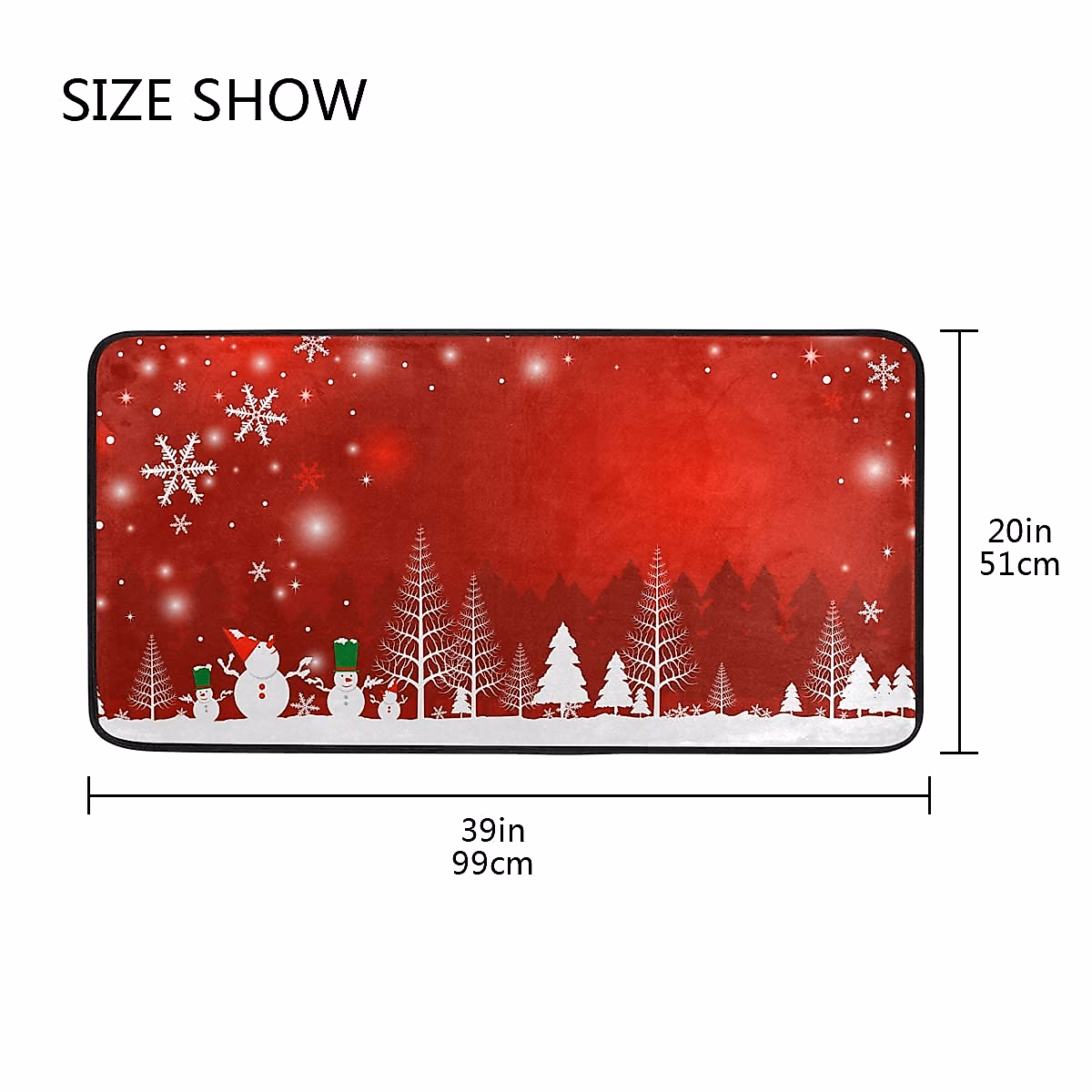Kitchen Rugs Christmas Tree Snowman Design Non-Slip Soft Kitchen Mats Bath Rug Runner Doormats Carpet for Home Decor, 39" X 20"