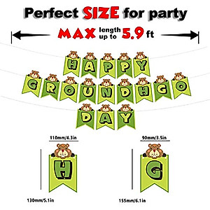 Happy Groundhog Day Banner Background Cute Animals Peeking Out Hole Theme Favors Decor for Groundhog Day Weather Forecast Spring February 2nd Holidays Festival 1st Birthday Party Supplies Decorations