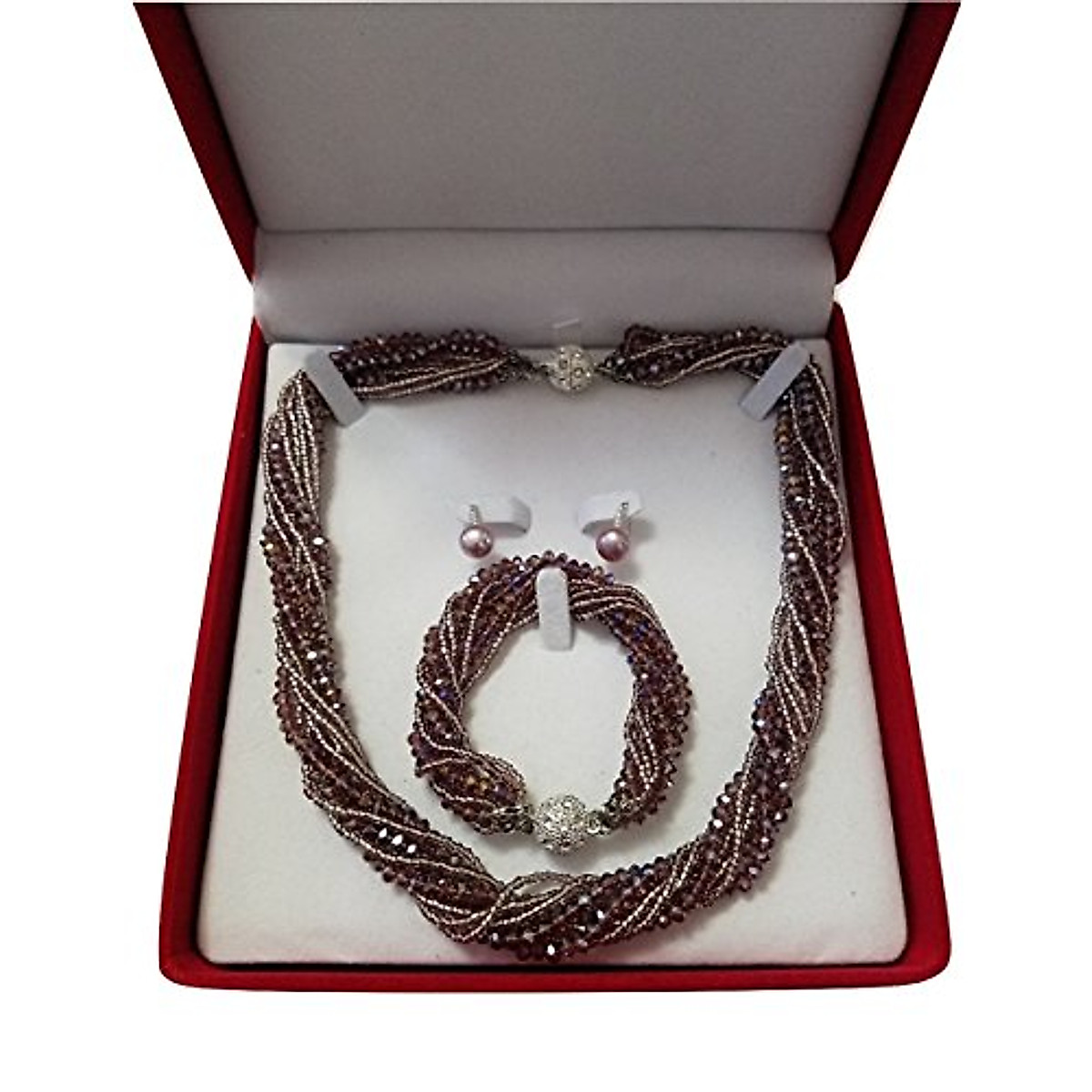 JM Future Velvet Set Gift Box for Jewelry, Necklace/Earring/Bracelet, X-Large, Red