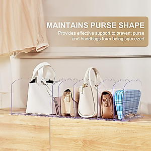 Upgraded Wavy Purse Storage Organizer, Adjustable Shelf Dividers for Closet Organization, 8PCS, Clear Shelf Dividers and Separators for Handbags, Bookshelf, Pocketbook, Wood Shelves, Bedroom & Kitchen
