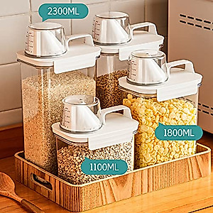 ALREMO Cereal Dispenser Easy Flow Storage Jar Plastic Food Containers Kitchen Food Cereal Storage Containers with Graduated Cap,plastic Storage Jars,cereal Plastic Grocery Container (2300ML)