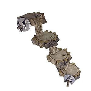 EastVita 17cm 4 Steps Ladder Bird Perch Platform Natural Wood Standing Playground for Parakeet Large Parrot Cage Climbing Toy