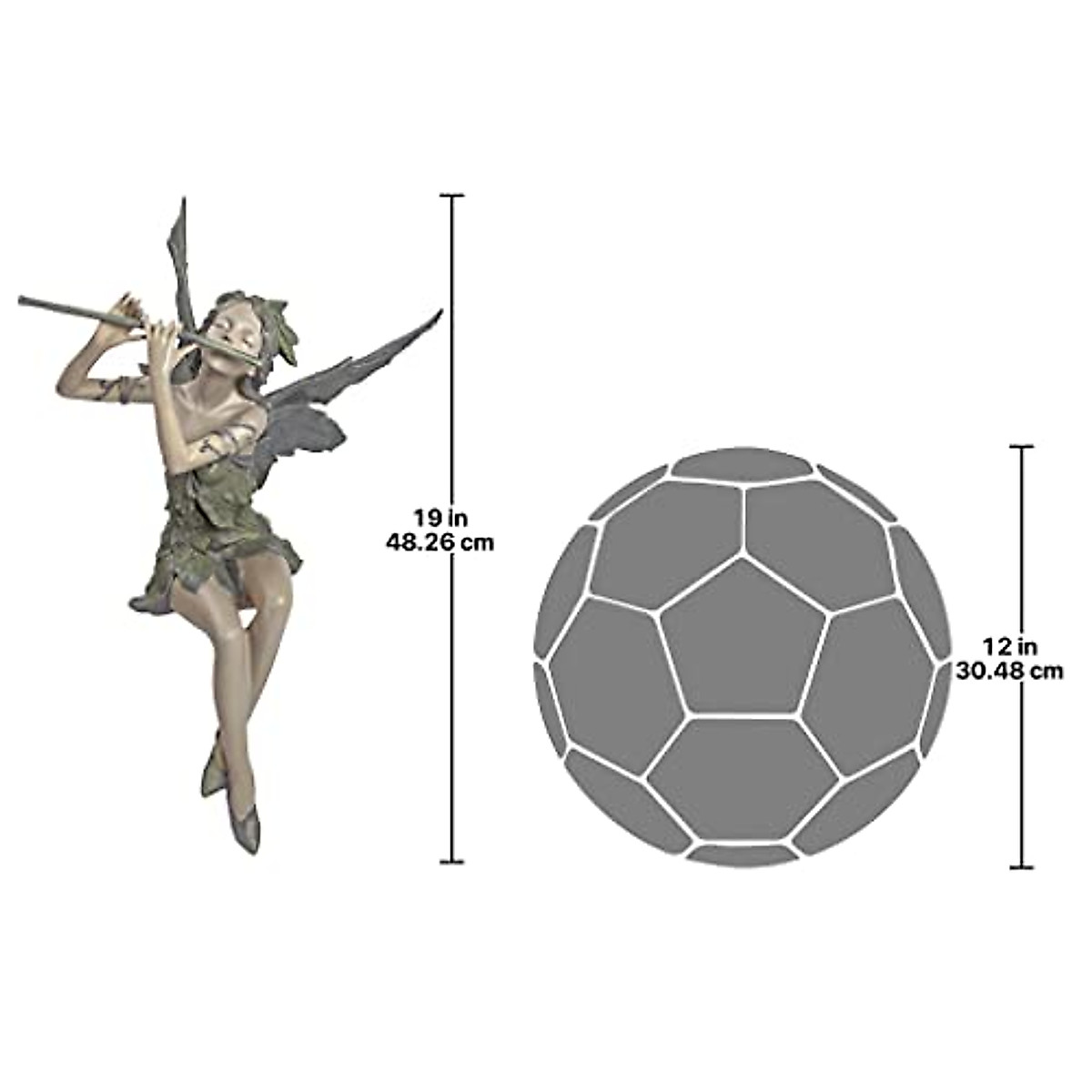 Design Toscano Fairy of the West Wind Sitting Garden Statue, 19 Inch, Polyresin, Two Tone Stone