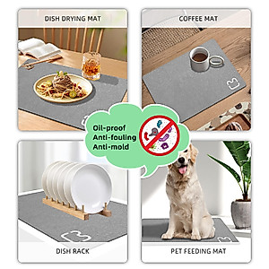 Coffee Mat Dish Drying Mat for Kitchen Counter Absorbent Rubber Backed Non Slip Dish Drying Mat Easy To Clean Dish Mat Quick Drying Mat for Coffee Machine Dish Rack (15.7"×19.6", Coffee)