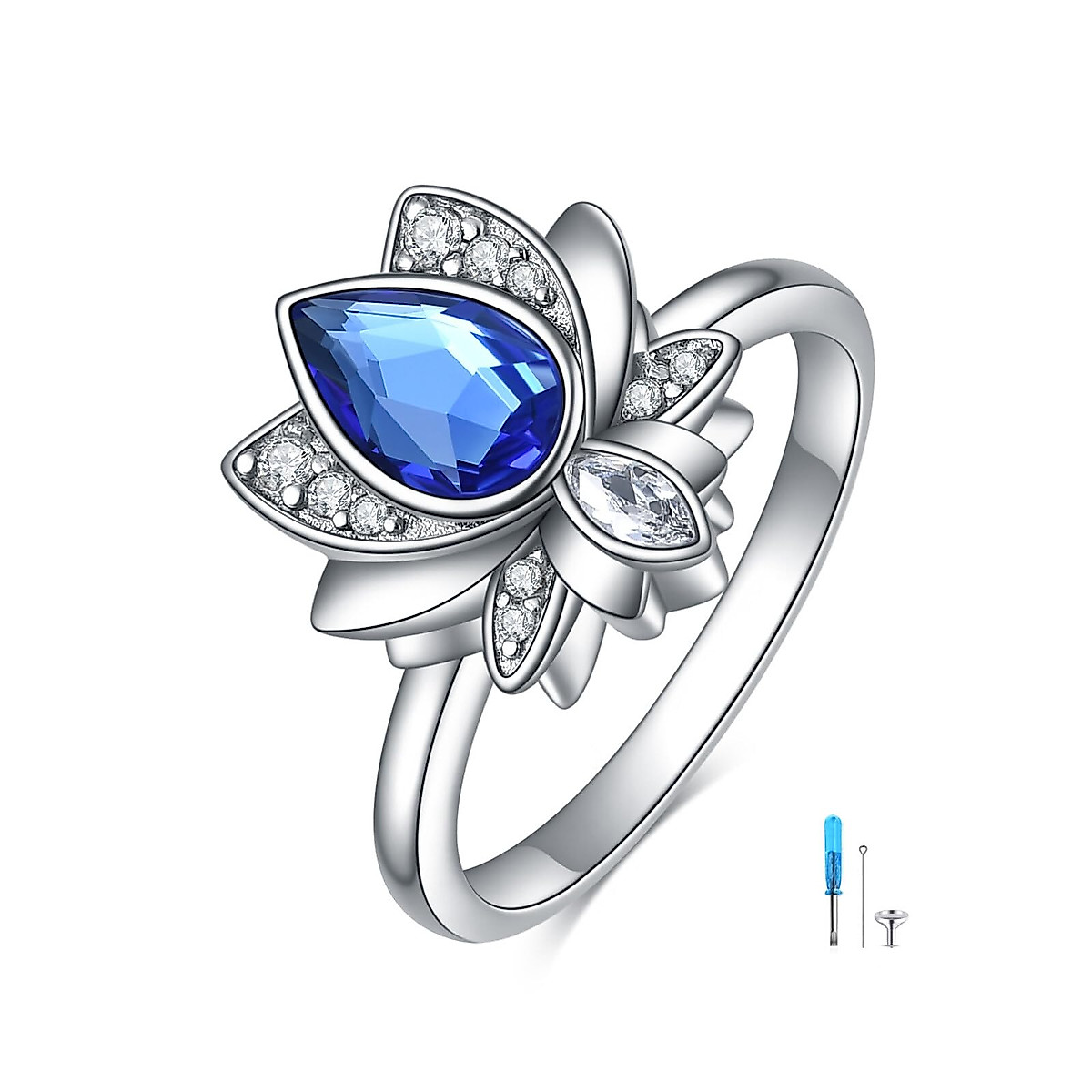 Lotus Urn Ring Jewelry for Ashes for Women Size 9 Sterling Silver Keepsake Cremation Ring Jewelry