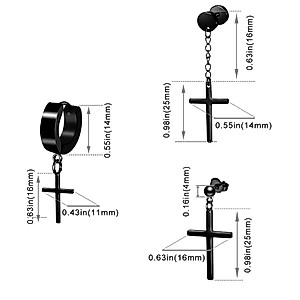 ONESING 17 Pairs Black Earrings for Men Black Stud Earrings Men Earrings Black Hoop Earrings Men Black Earrings for Men Womens Stainless Steel Jewelry Piercings