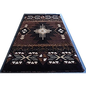 South West Native American Door Mat Area Rug Design C318 Chocolate (24 Inch X 40 Inch)