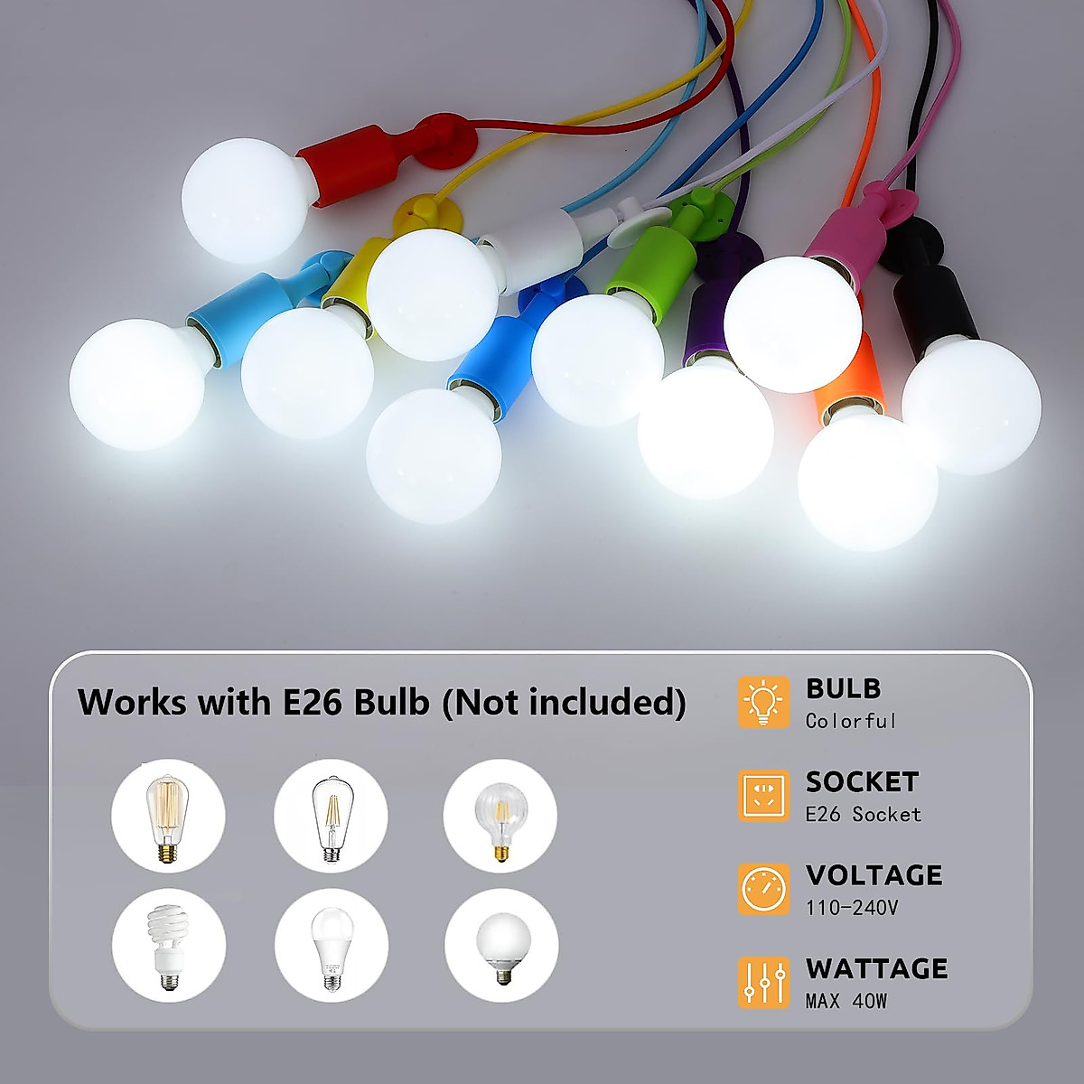 Ymlii Kids Colorful Chandelier, Ceiling Spider Light Fixture, Ajustable DIY Pendant Lamp for Boys Girls Bedroom Playroom Classroom Dining Room,‎ E26 10 Arms Lights