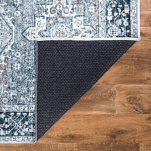 Bloom Rugs Caria Washable Non-Slip 9x12 Rug - Navy Blue Traditional Area Rug for Living Room, Bedroom, Dining Room, and Kitchen - Exact size: 9' x 12'