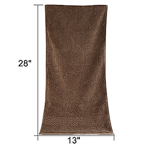 Cleanbear Bathroom Hand Towels, 100% Cotton Face Towels, 13 x 28 Inches (Brown)