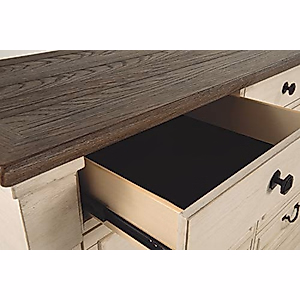 Signature Design by Ashley Bolanburg Farmhouse 9 Drawer Dresser with Dovetail Construction, Antique White, Weathered Gray