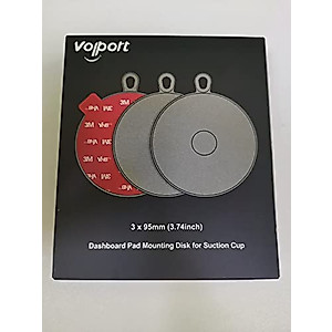 Dashboard Pad Mounting Disk for Suction Cup, 95mm (3.74") 3M Heat Resistant Adhesive Disc for Dash Camera Windshield Holder, GPS, Tablet, Car Phone Bracket Base with Sticky Adhesion Replacement 3 Pack