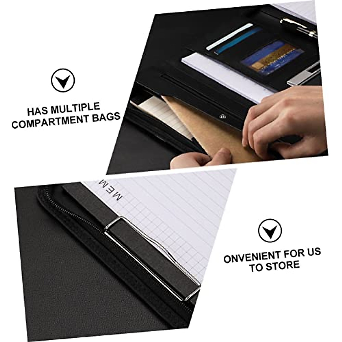 Ciieeo Multifunction Folder Zipper Portfolio Document Storage Pouch Tote Insert Organizer Document Organizer Bags Leather Certificate Bag Zip Binder Canvas Travel Business Book Portable