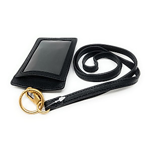 Tory Burch Emerson Leather ID Lanyard With Keyring Black