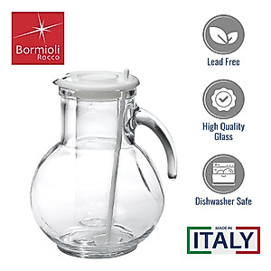 Bormioli Rocco Kufra Glass Pitcher with Ice Container and Lid, 72 3/4 oz