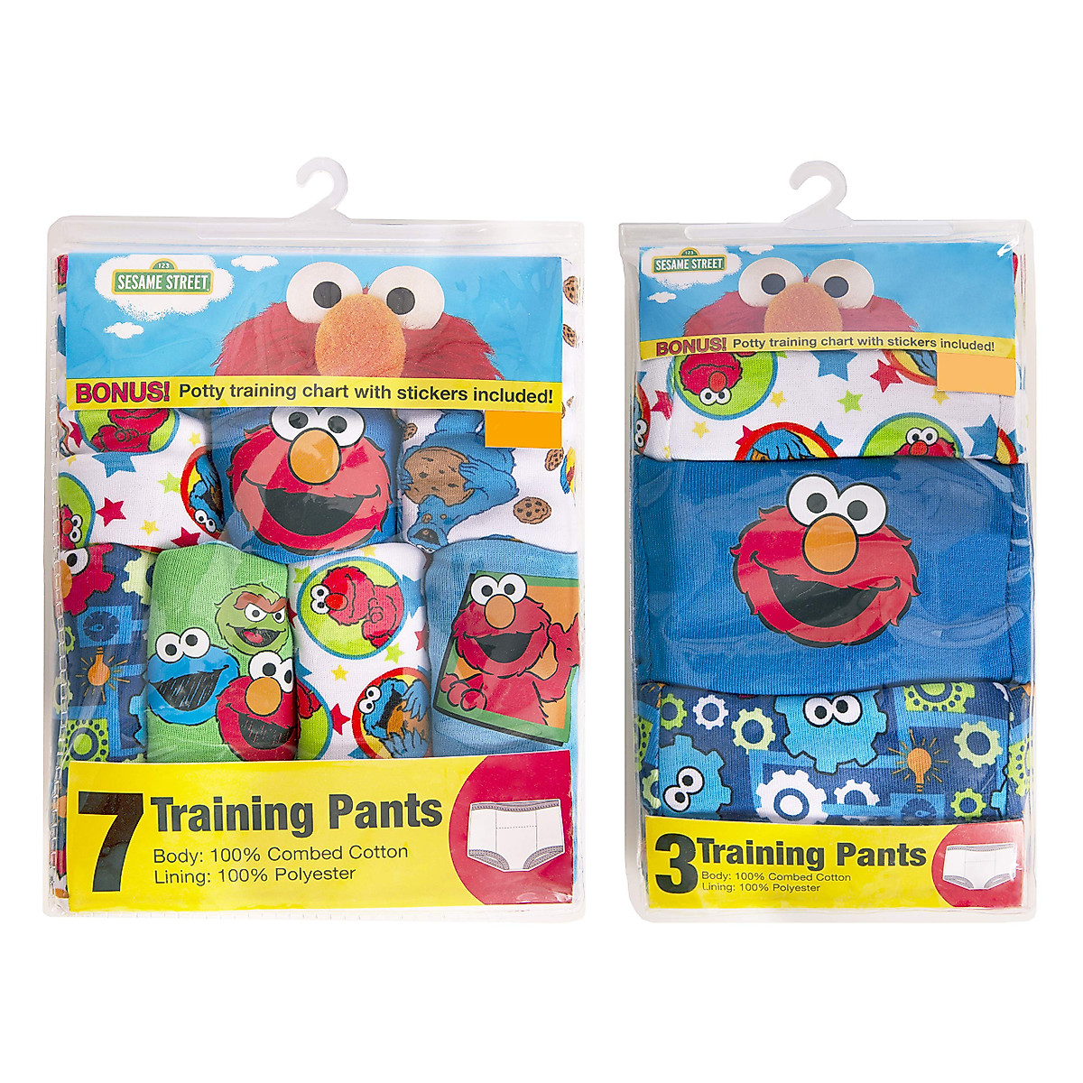 Sesame Street Unisex Baby With Elmo, Cookie Monster And Big Bird Includes Stickers Success Chart Sizes 18m, 2t, 3t, 4t Potty Training Pants Multipack, 10-pack Training Pant_a, 4T US
