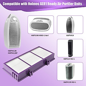 DerBlue 4pcs True Filter Replacement Compatible with Holmes AER1 Filter Total Air Filter Replacement HAPF300AP-U4
