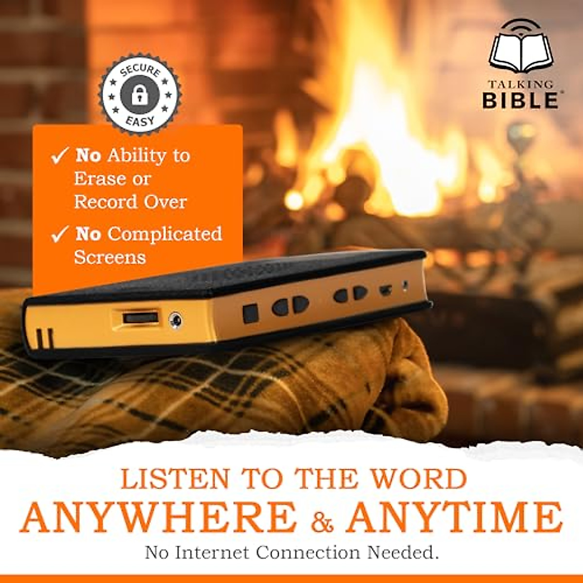 Talking Bible - Electronic Holy Bible Audio Player in English for Seniors, Kids and The Blind, Battery Powered, ESV (English Standard Version), Black