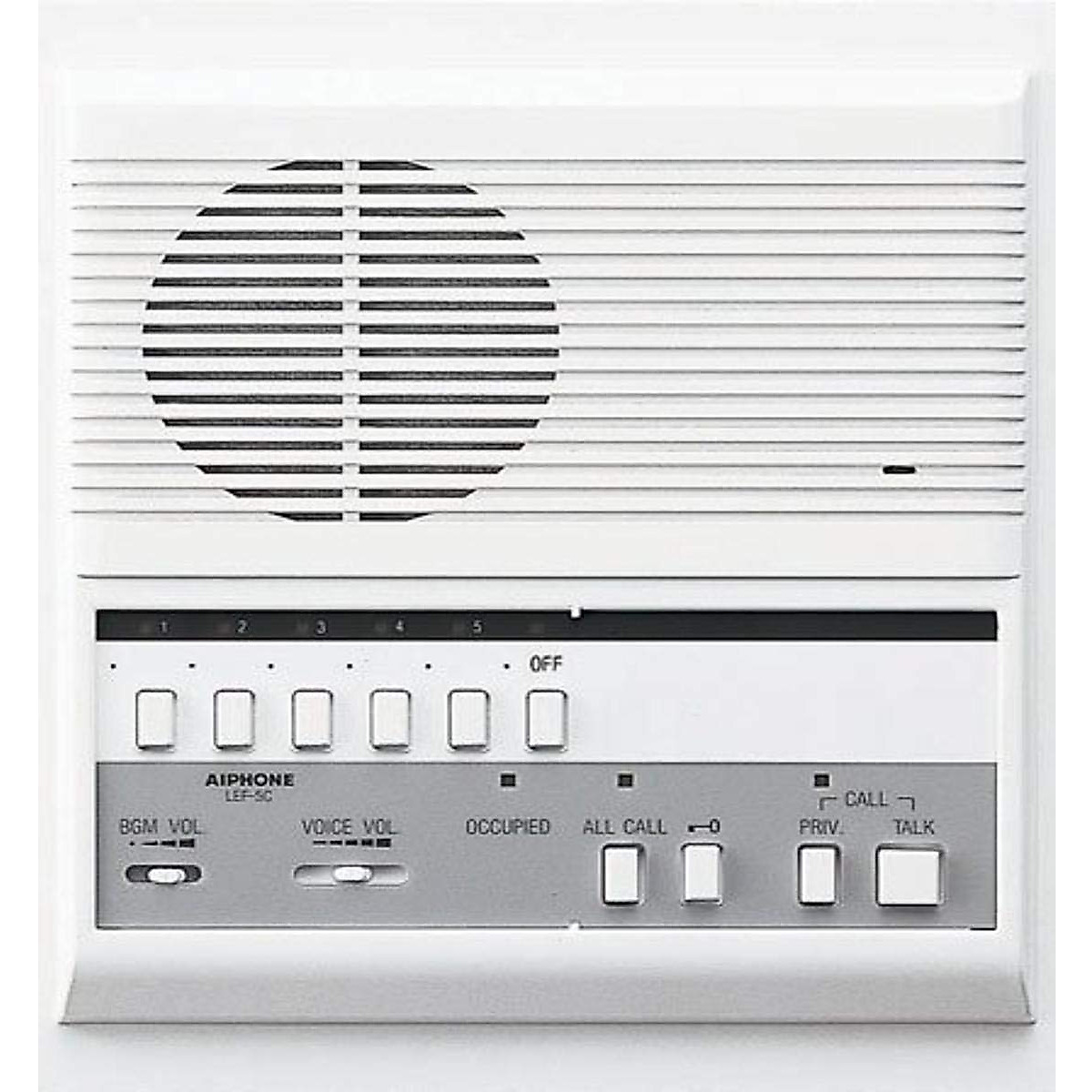 Aiphone LEF-5C Open Voice Selective Call Master Intercom with All-Call and Door-Release Buttons; Semi-Flush Mount; Accepts Up to Five Connecting Door, Sub-Master, or Master Intercoms