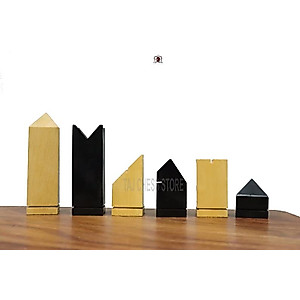 TAJ CHESS STORE Combo Wooden Chess Set- Modern Pyramid Style Wooden Chess Set Pieces Only With 12 Solid Inlaid Roll Up Ebony Wood Chess Board