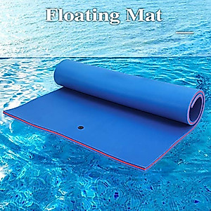 PanAme 9'/12'/18' Giant Floating Water Mat, Foam Water Floating Pad, Tear-Resistant XPE Foam, Lily Pad for Water Recreation, Swimming Pool, Beach, Ocean, Lake, Suitable for Multiple Users, 9-Blue
