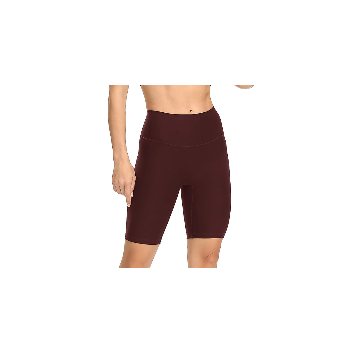 LastFor1 Women's 8" Volleyball Shorts High Waist Yoga Shorts Compression Workout Running Athletic Shorts Wine Red XXL