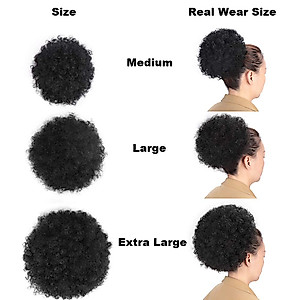 AISI QUEENS Extra Large Afro Puff Drawstring Ponytail for Women,Big Black Afro Kinky Curly Hair Bun Synthetic Hairpieces Clip in Hair Extensions for Black Women Girls (Extra Large,1B#)