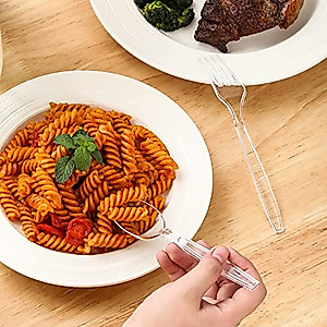 [200 Count] Heavy Duty Plastic Forks and Spoons Set - Disposable Spoons and Forks, 100 Plastic Forks and 100 Plastic Spoons for Party - Clear