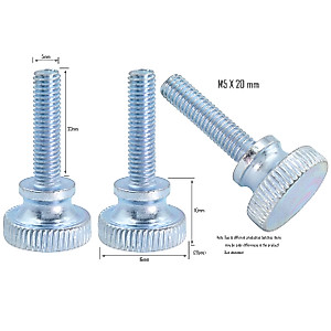 LBY 20pcs Knurled Hand Screw, M5 x 20mm Flat Knurled Head Fully Threaded Thumb Screws(Double Layer Step), Carbon Steel Galvanize