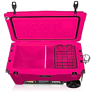 COLD BASTARD COOLERS 70QTW Rugged+ Pink Neon Large Wheels Premium Ice Chest Cooler Accessories Free S&H (CB70W-PN)