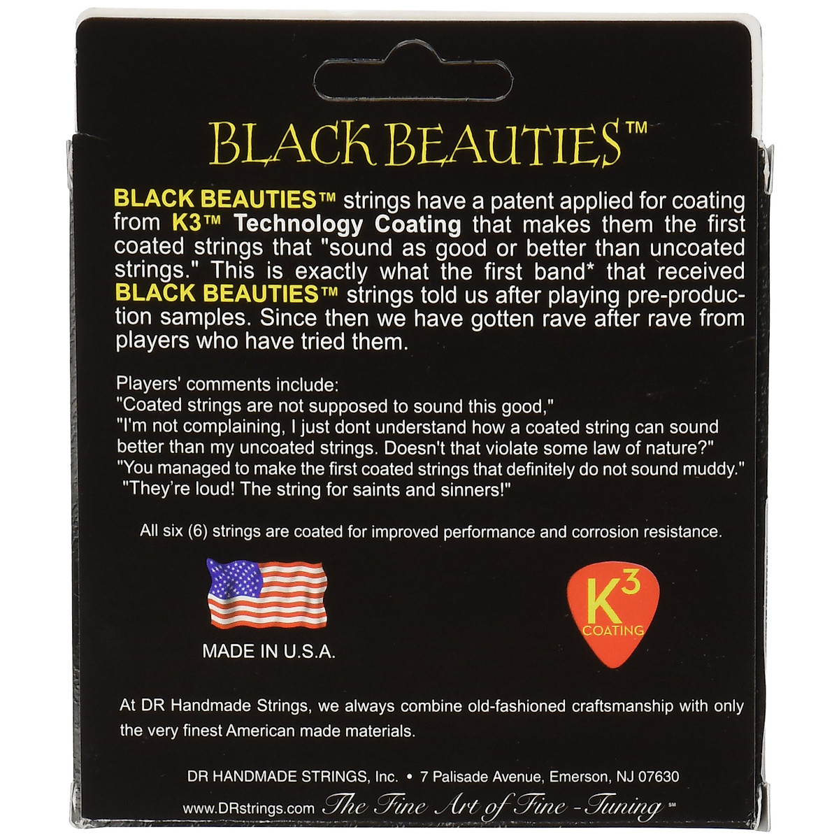 DR Strings Electric Guitar Strings, Black Beauties-Black Coated, 10-52 (BKE-10/52)