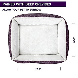 Coohom Rectangle Washable Dog Bed,Warming Comfortable Square Pet Bed Simple Design Style,Durable Dog Crate Bed for Medium Large Dogs (25 INCH, Purple)