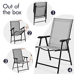 Yaheetech Patio Chairs Outdoor Chairs Set of 2 Portable Dining Chairs with Armrests for Camping, Lawn Yard Beach, Folding Patio Chairs 2-Pack Patio Chairs Metal Frame