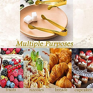 6 Pack 4.3" Sugar Cube Ice Tongs, Stainless Steel Mini Appetizers Serving Tongs for Buffets, Coffee Bar, Tea Party and Desserts Banquet (Gold)