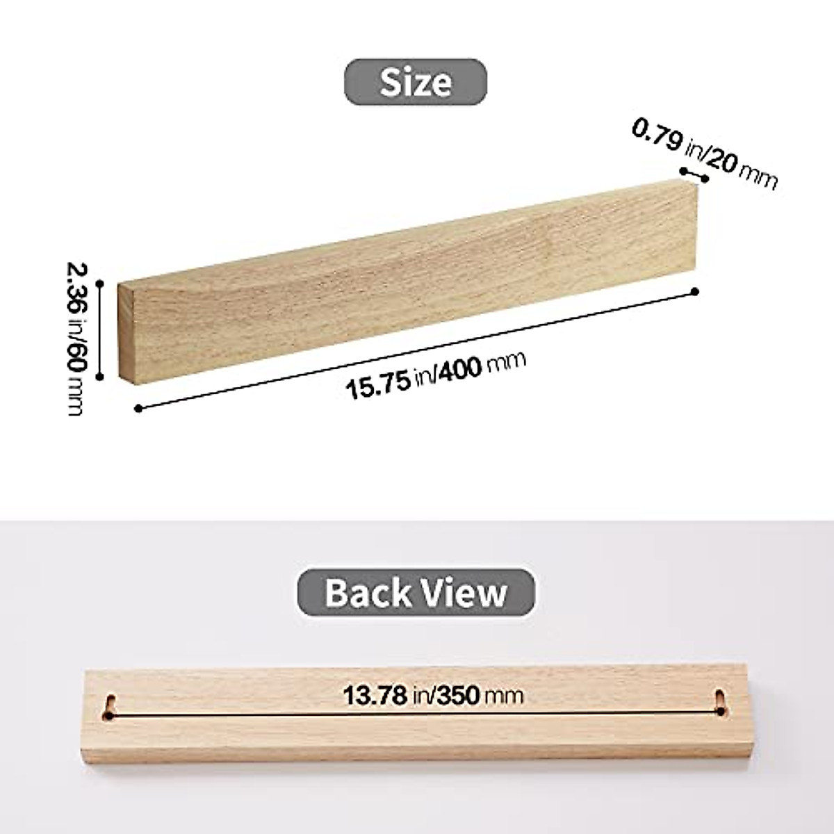 MIAOHUI Wood Magnetic Knife Strip, Kitchen Magnet Knife Holder for Wall, Magnetic Knife Bar with Multipurpose Use as Knife Rack, Kitchen Utensil Holder and Organizer (15.7 inches)